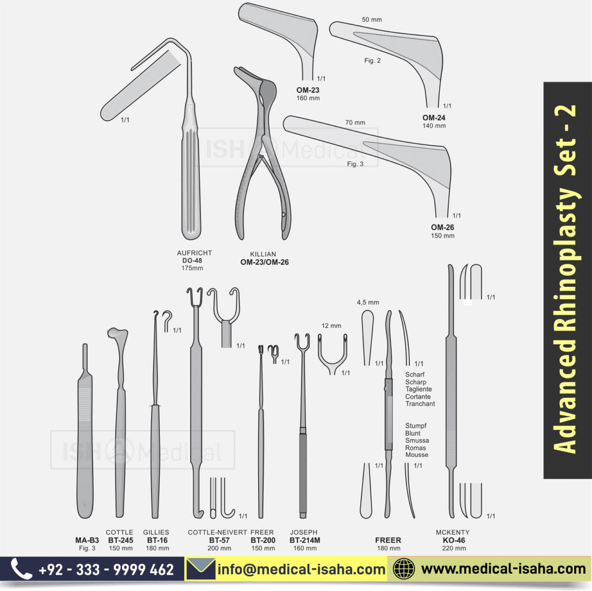 Rhinoplasty Surgery Instruments Set - handmade tools | ISAHA