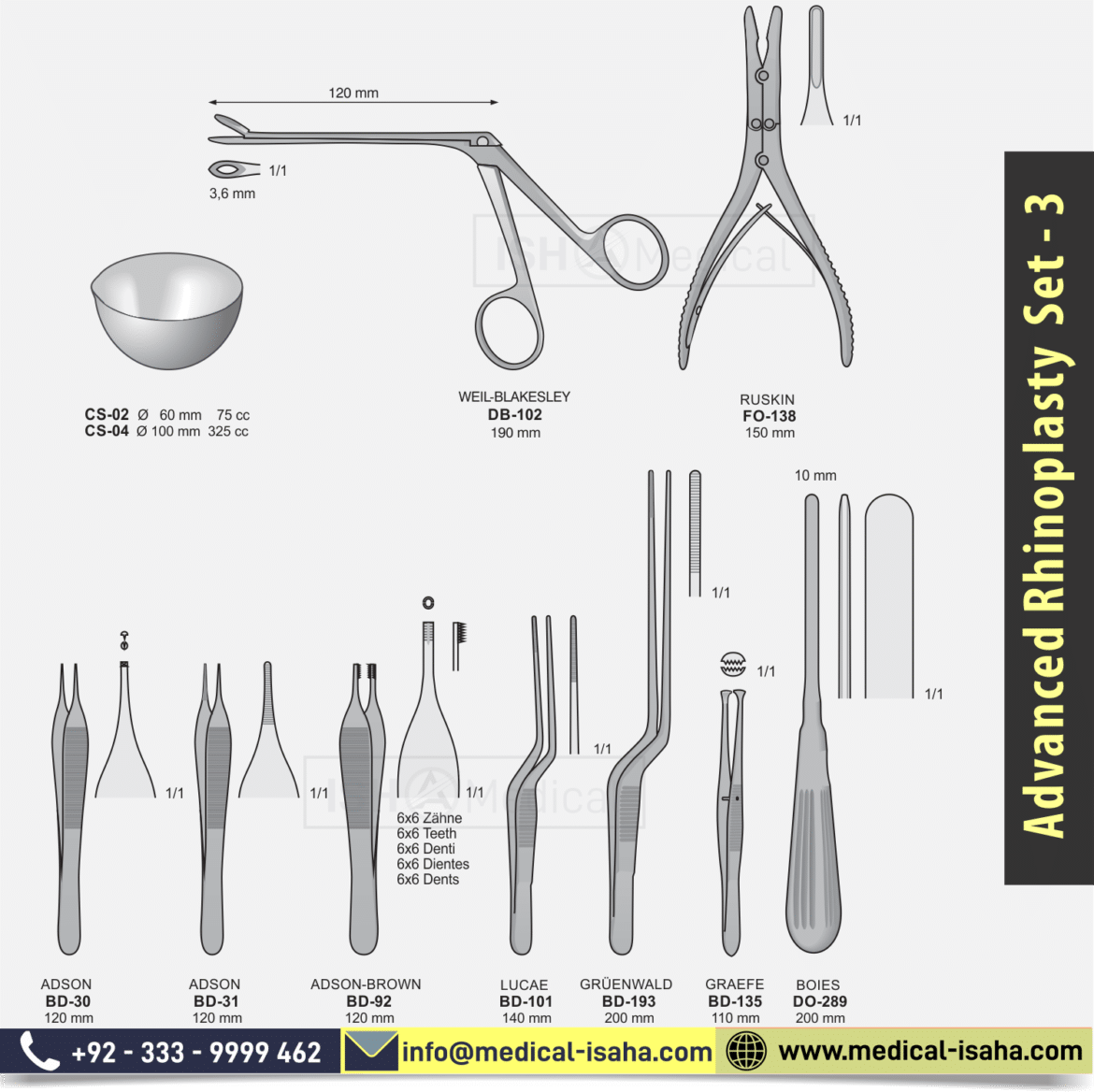 Rhinoplasty Surgery Instruments Set - handmade tools | ISAHA