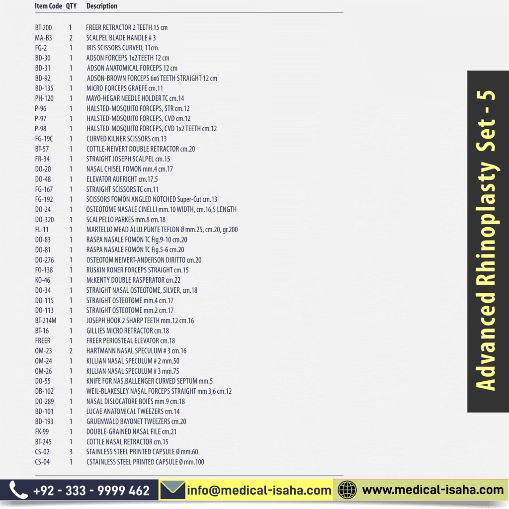 Rhinoplasty Surgery Instruments Set - handmade tools | ISAHA