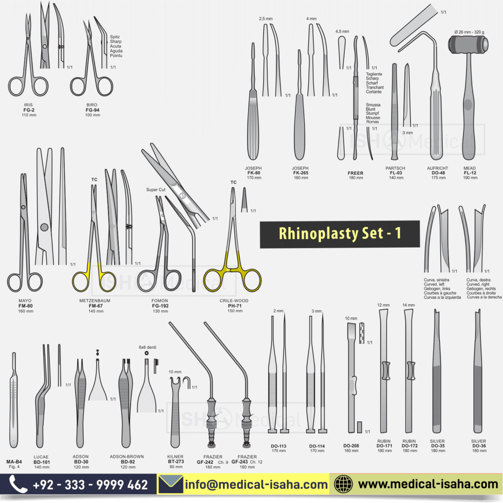 Basic Rhinoplasty Surgery Set - handmade tools | ISAHA Medical