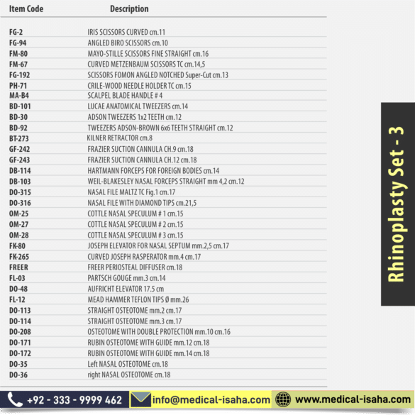 Basic Rhinoplasty Surgery Set - handmade tools | ISAHA Medical
