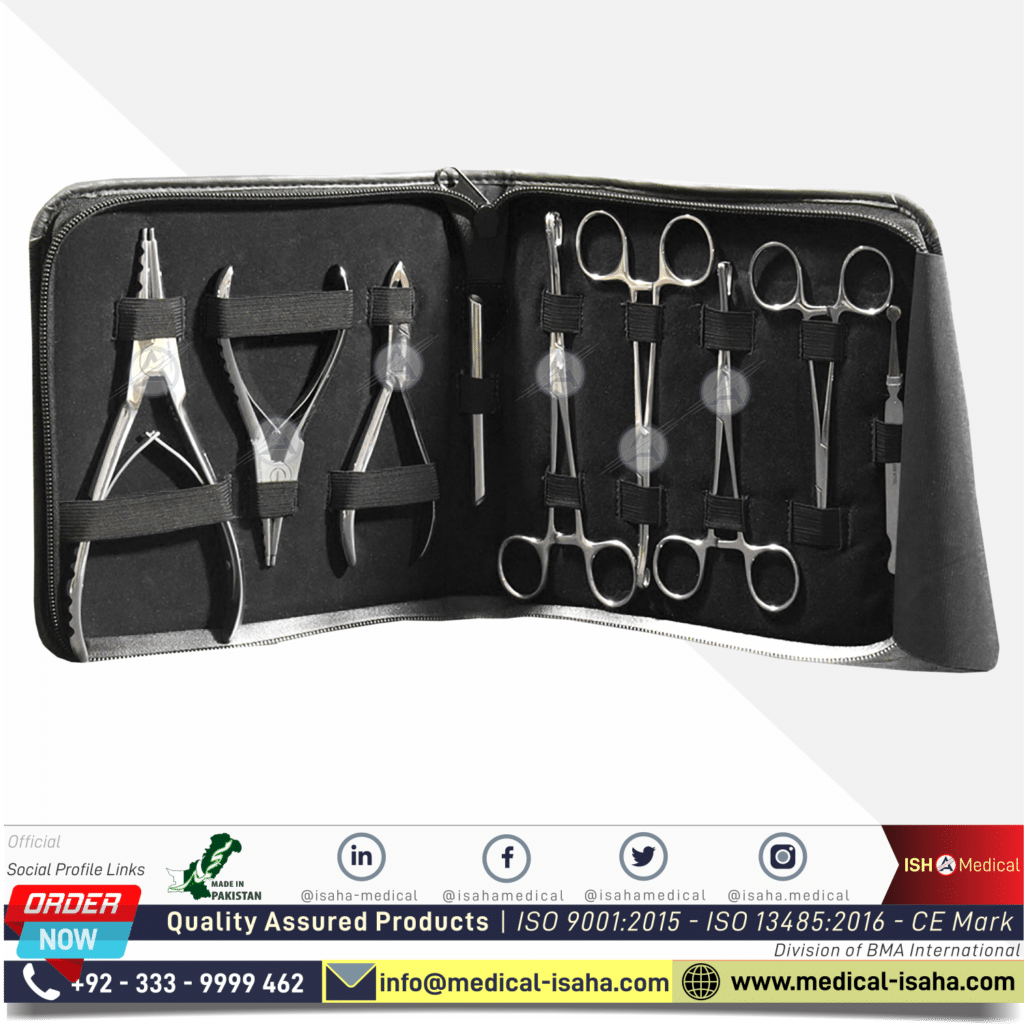 Body Piercing Instruments Set 9 pcs | Body Piercing Tools | ISAHA